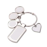 China Custom Promotional Gift Keychain Blank Design Sublimation Charms Set Keychains With 3 Tags for sale