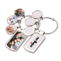 China Sublimation Blank Metal Key Chain With 6 Round Tags Diy Photo Keychains for sale