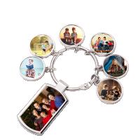 China Custom Promotional Gift Keychain Blank Design Sublimation Charms Set Keychains With 3 Tags for sale