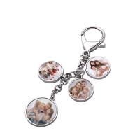 China Zinc Alloy Sublimation Blank Metal Key Chain Custom Logo Sublimation Keychains With 4 Round Photo Charms for sale