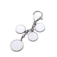 China Zinc Alloy Sublimation Blank Metal Key Chain Custom Logo Sublimation Keychains With 4 Round Photo Charms for sale