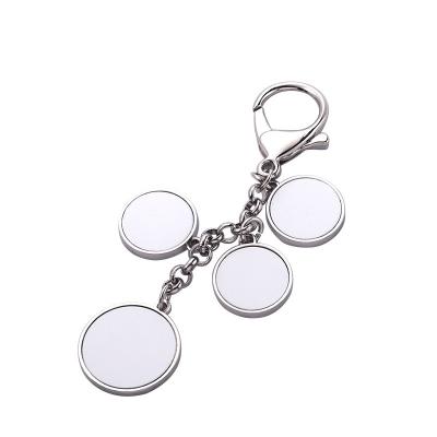 China Zinc Alloy Sublimation Blank Metal Key Chain Custom Logo Sublimation Keychains With 4 Round Photo Charms for sale