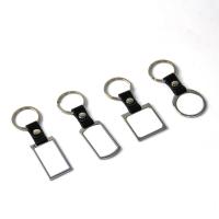 China Zinc Alloy Metal Sublimation Keychain With Leather Buckle Picture Keychain for sale