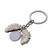 China Custom Blank Metal Keychain Openable Sublimation Sunflower Locket Key Chain Valentine's Day Gift for sale