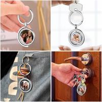 China Personalized Rotary Photo Keychain Double Sided 360 Rotating Sublimation Blanks Metal Key Chain  Keyring for sale