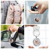 China Personalized Rotary Photo Keychain Double Sided 360 Rotating Sublimation Blanks Metal Key Chain  Keyring for sale