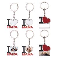 China Metal Blank Sublimation Keychain I LOVE Heart DIY Printed Photo Keychain Pendant for sale