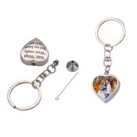 China Cremation Keychain Memorial Ashes Keepsake Sublimation Urn Keychain With Filling Tool for sale