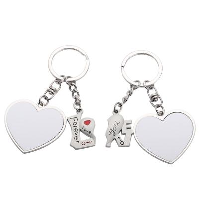 China Custom Couple Keychains I LOVE YOU Heart Sublimation Magnetic Keychain Romantic Valentine'S Day Gift for sale