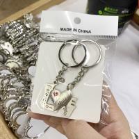 China Custom Couple Keychains I LOVE YOU Heart Sublimation Magnetic Keychain Romantic Valentine'S Day Gift for sale