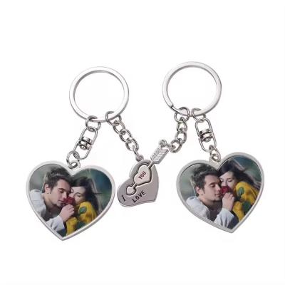 China Couples Keyrings Sublimation Love Keychain For Couples Romantic Key Chain for sale