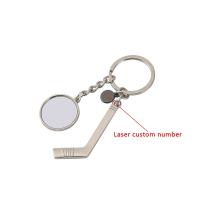 China Personalized Zinc Alloy Sublimation Metal Blank Hockey Keychains Blanks Fathers Day Gift Keychain for sale