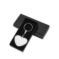 China Custom Photo Keyring Double Sided Sublimation Heart Keychain With Black Box Packing for sale