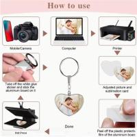 China Custom Photo Keyring Double Sided Sublimation Heart Keychain With Black Box Packing for sale