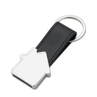 China Promotional Gift Metal Sublimation Keychain With Leather Strap Sublimation Leather Keychain Blanks for sale