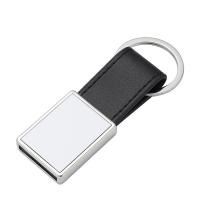 China Promotional Gift Metal Sublimation Keychain With Leather Strap Sublimation Leather Keychain Blanks for sale