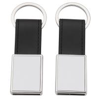 China Promotional Gift Metal Sublimation Keychain With Leather Strap Sublimation Leather Keychain Blanks for sale