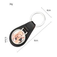 China Promotional Gift Metal Sublimation Keychain With Leather Strap Sublimation Leather Keychain Blanks for sale