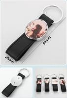 China Custom Leather Strap Sublimation Key Chain DIY Printing Photo Metal Keychain Gift for sale
