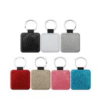 China Leather Sublimation Keychain Colorful Blank Single Sided Glitter Keychain Custom Key Tag for sale