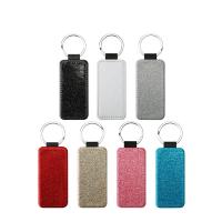 China Leather Sublimation Keychain Colorful Blank Single Sided Glitter Keychain Custom Key Tag for sale