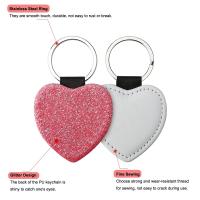 China Leather Sublimation Keychain Colorful Blank Single Sided Glitter Keychain Custom Key Tag for sale