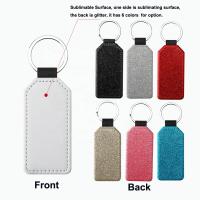 China Leather Sublimation Keychain Colorful Blank Single Sided Glitter Keychain Custom Key Tag for sale