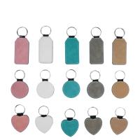 China PU Sublimation Heart Keychain Blank Custom Logo Double Side Printing Sublimation Leather Keychain for sale