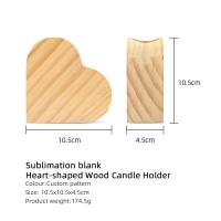 China Home Decor Gifts Custom Heart Shape Blank Wooden Sublimation Candle Holder for sale