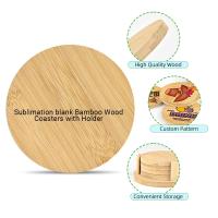China Eco Friendly Round Sublimation Natural Bamboo Wood Coaster Custom Logo Pallet Cup Mat for sale