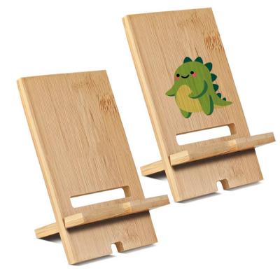 China Sublimate On Wood Ornaments Diy Cell Phone Wood Stand For Desk Wooden Mobile Phone Holder for sale
