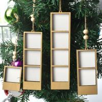 China Sublimation Custom Wood Picture Frames Car Charm DIY Family Photo Display Frame Sublimation Blank Photo Frame Hanging Gift for sale