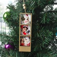 China Sublimation Custom Wood Picture Frames Car Charm DIY Family Photo Display Frame Sublimation Blank Photo Frame Hanging Gift for sale
