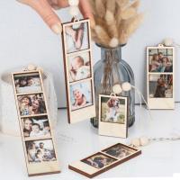China Sublimation Custom Wood Picture Frames Car Charm DIY Family Photo Display Frame Sublimation Blank Photo Frame Hanging Gift for sale