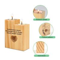China Eco Friendly Wooden Sublimation Candle Holder Ambient Decoration Couple Romantic Heart Shaped Wedding Decoration Candle Holder for sale