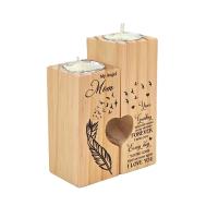 China Eco Friendly Wooden Sublimation Candle Holder Ambient Decoration Couple Romantic Heart Shaped Wedding Decoration Candle Holder for sale
