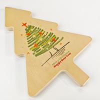 China Christmas Tree Shape Blank Pizza Breads Wooden Food Tray Wood Sublimation Cheese Chopping Board for sale