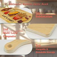 China Custom Wooden Narrow Rectangle Long Serving Tray Bread Sushi Food Blank Sublimation Cheese Board for sale