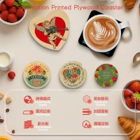 China DIY Customized Wood Sublimation Blanks Coffee Cup Mats Drink Pads Plywood Car Coasters for sale