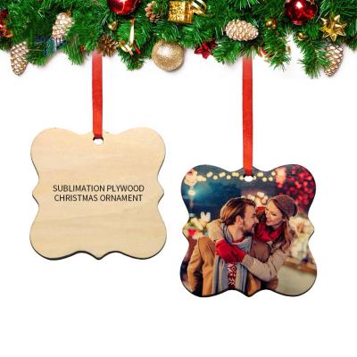 China Plywood Wooden Hanging Ornament Personalised Hanging Christmas Tree Decoration For Sublimation Heat Transfer for sale