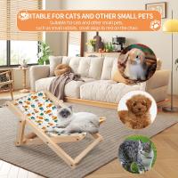 China Custom Logo Linen Sublimation Cat Bed Foldable Recliner Solid Wood Cat Sleeping Chair Adjustable Sublimation Pet Bed for sale
