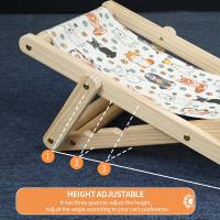 China Custom Logo Linen Sublimation Cat Bed Foldable Recliner Solid Wood Cat Sleeping Chair Adjustable Sublimation Pet Bed for sale