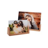 China U Shape LED Wooden Base Sublimation Acrylic Photo Panel Customized Light Up Desktop Memorial Photo Frame for sale
