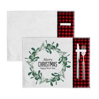 China Linen Sublimation Placemat Blanks Custom Printed Christmas Red Plaid Table Mats Sublimation Dish Mat for sale