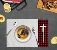 China Linen Sublimation Placemat Blanks Custom Printed Christmas Red Plaid Table Mats Sublimation Dish Mat for sale