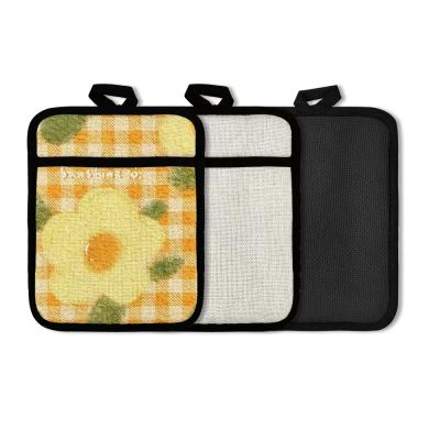 China Diy Silicone Heat Resistant Pot Holder With Pocket Linen Sublimation Pot Holder Blanks for sale