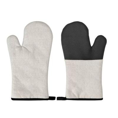 China Blank Linen Sublimation Oven Gloves Silicone Heat Insulation Mitt For Microwave Oven for sale