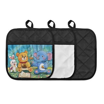 China Black Linen Blank Sublimation Pot Holders With Pocket Custom Pot Holder Pads for sale