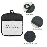 China Black Linen Blank Sublimation Pot Holders With Pocket Custom Pot Holder Pads for sale