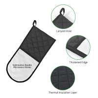 China Sublimation Blanks Oven Gloves Custom Linen Double Mitts Long Fold Heat Resistant Microwave Mittens for sale